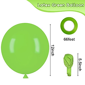 RUBFAC Lime Green Balloons Latex Party Balloons, 100pcs 12 Inch Green Balloons for Party Decoration Like Birthday Party, Graduation, Wedding, Baby Shower, Gender Reveal (with Green Ribbon)