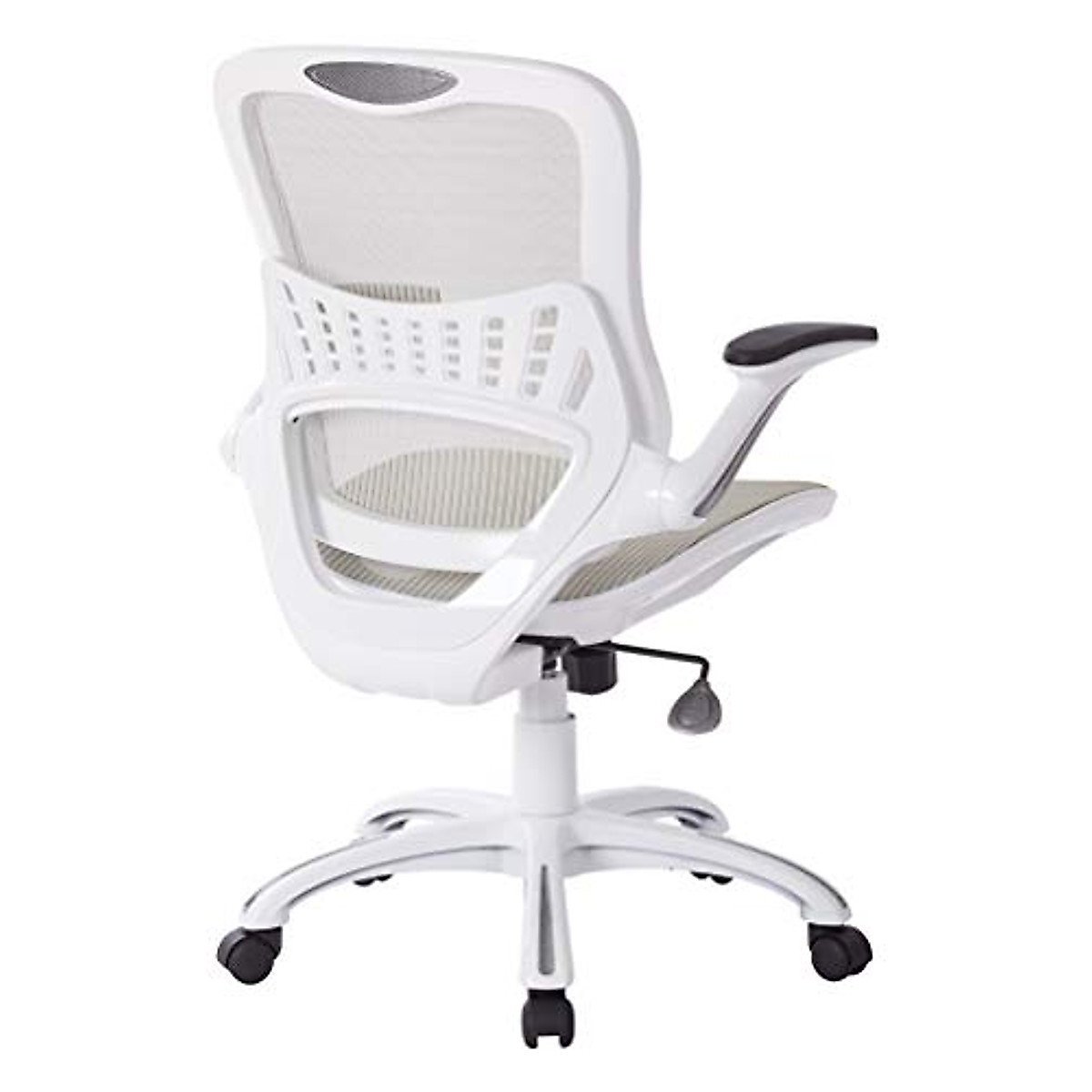 Office Star Ventilated Manager's Office Desk Chair with Breathable Mesh Seat and Back, White Base, White
