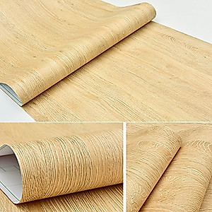 Self Adhesive Faux Yellow Oak Wood Grain Contact Paper for Kitchen Cabinets Shelves Drawer Cupboards Table Desk Arts and Crafts Decal 24x117 Inches