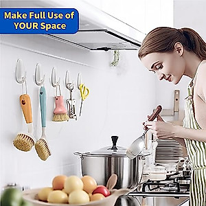 ALOCEO 12 Pcs Wall Hooks,Self Adhesive Hooks with 13 Clear Strips,White Plastic Sticky Hooks for Hanging,Towel Coat Hooks for Bathroom Shower Kitchen Keys Door Outdoor Home Improvement