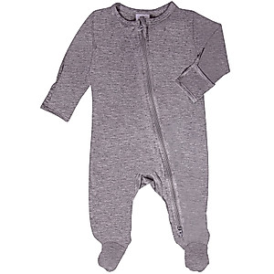 GUISBY Baby Boy Rayon Pajamas 2 Way Zip Front, Sleep and Play Footies Long Sleeve Grey Pjs Jumpsuit Black-Grey-0-3