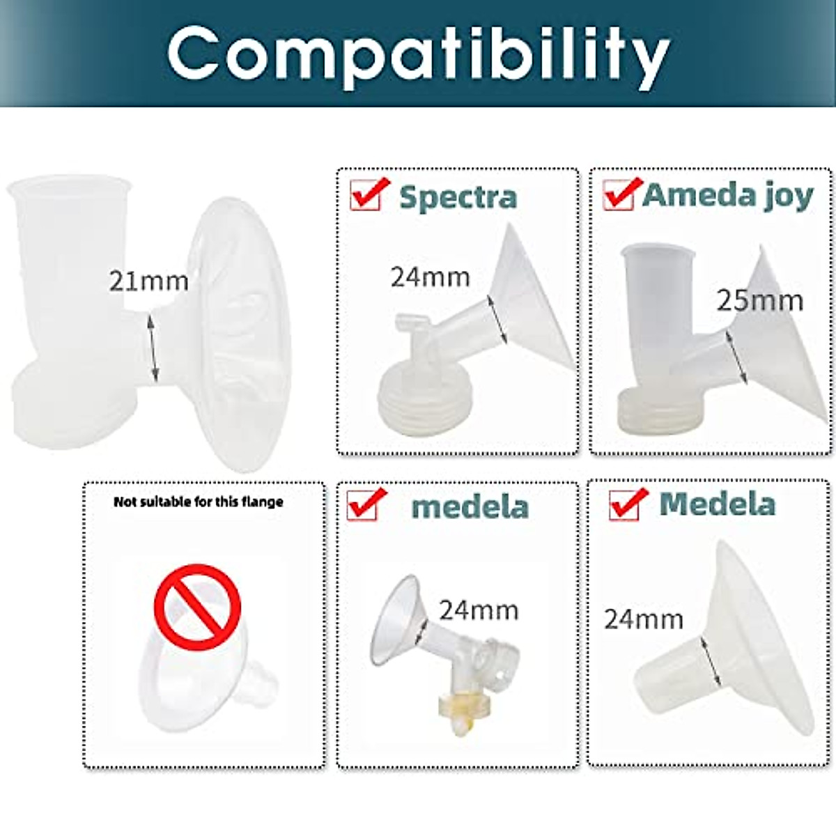 Begical Silicone Flange Cushions Insert 21mm Compatible with Spectra/Medela/BabyBuddha 24mm and Ameda 25mm Shields/Flanges Replace Flange Inserts Spectra Breastpump Parts Reduce 24mm to 21mm 2pc