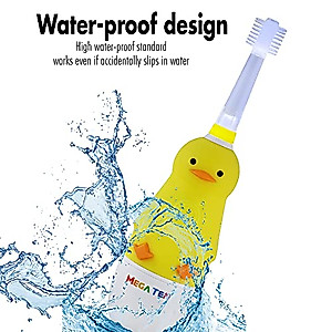 Brilliant Kids Sonic Electric Toothbrush Characters with Flashing Lights and Fine Bristles - Fun Brushing for Parent and Child, Ages 3-8, Duck