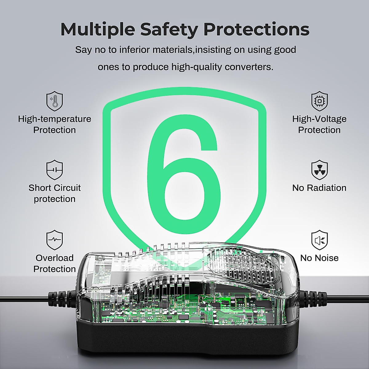 AC to DC Converter, RoyPow 180W (Max 200W) 15A 100V~120V to 12V Car Cigarette Lighter Socket AC/DC Power Supply Adapter Transformer for Inflator, Car Refrigerator