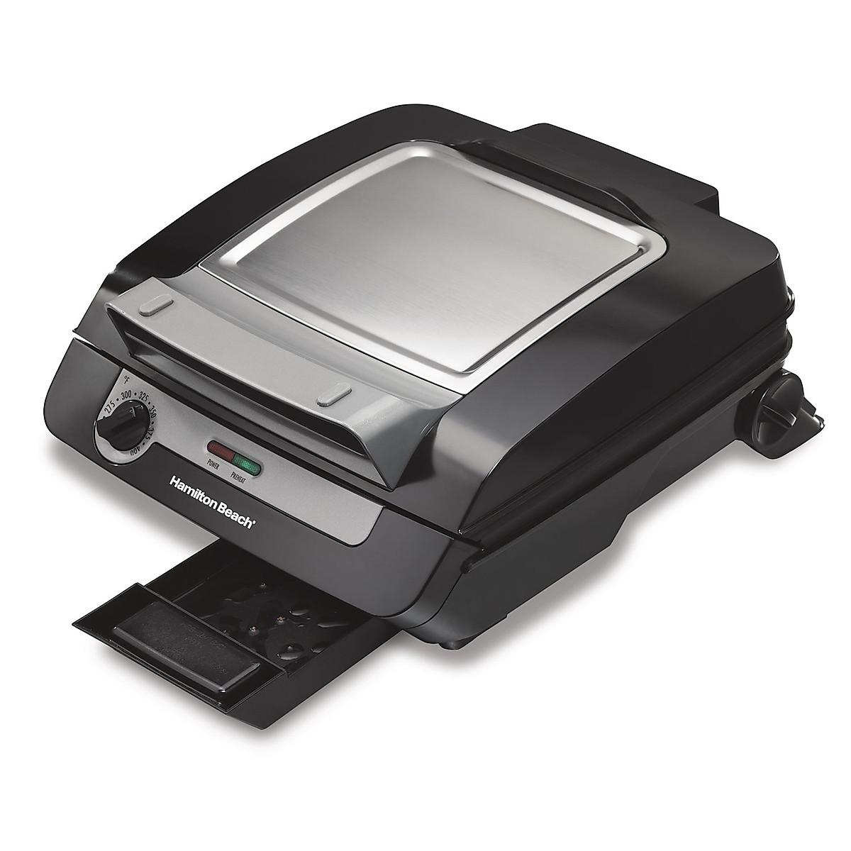 Hamilton Beach 3-in-1 Indoor Grill and Electric Griddle Combo and Bacon Cooker, Opens 180 Degrees to Double Cooking Space, Removable Nonstick Grids, (25600)
