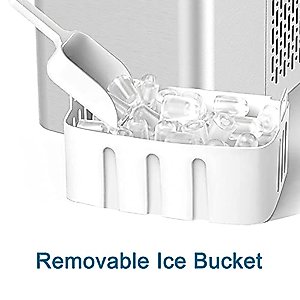 SOOPYK Ice Maker Countertop, Portable Ice Make 27 lbs in 24 hrs - 9 Ice Cubes Ready in 5-7 Mins, Ice Maker Machine with Self- Cleaning Function with Ice Scoop and Basket