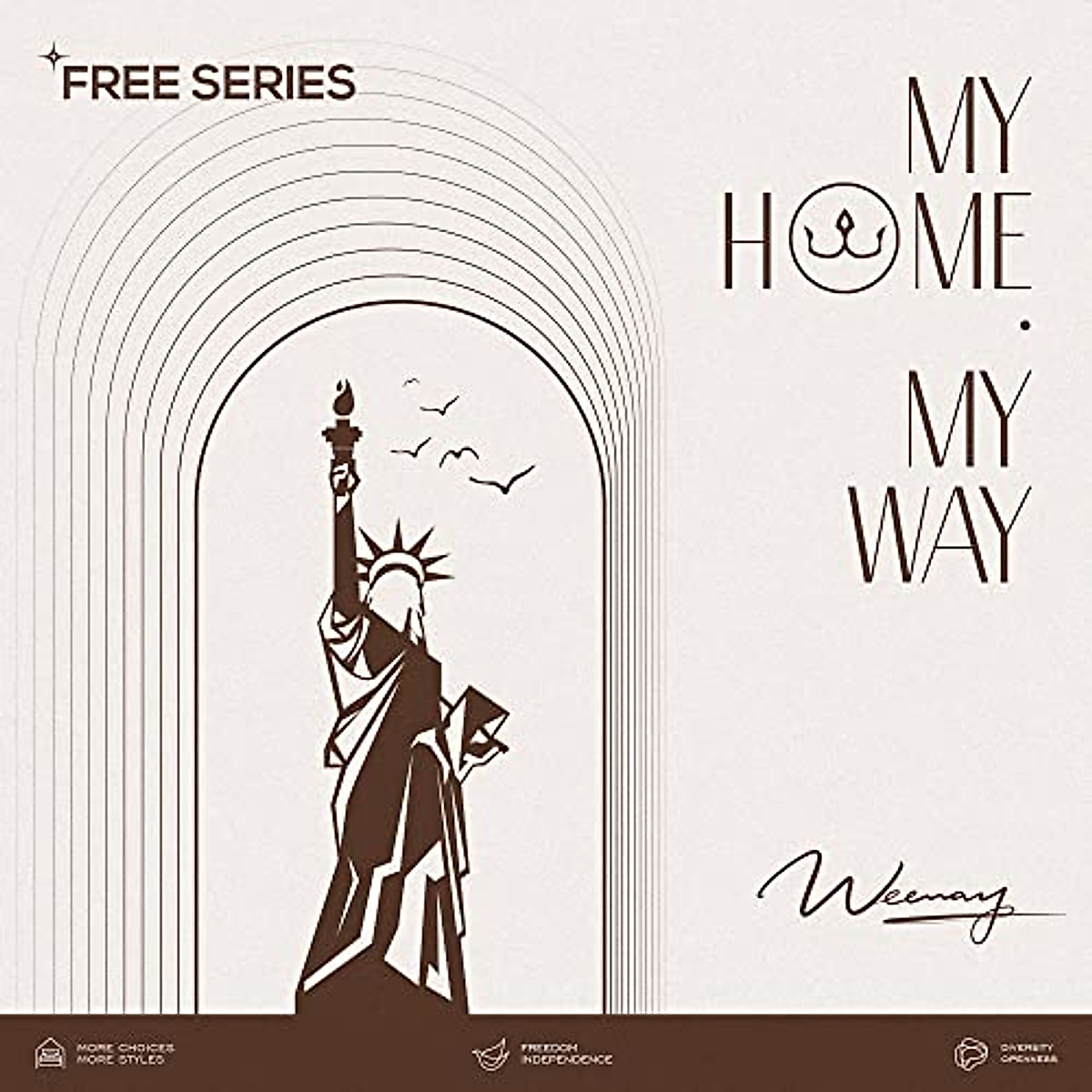 WEEWAY King Bed Frame Platform Bed with Linen Fabric Upholstered Headboard and Wooden Slats Support, Heavy Duty Mattress Foundation, No Box Spring Needed, Easy Assembly, Dark Grey