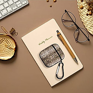 Snake Skin Python Pattern Protective Case Cover Compatible with Airpods 1 & 2 Bluetooth Earbuds Case Funny Print Storage Box with Keychain