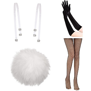 ZeroShop Playboy Bunny Costume Sexy, Bunny Accessories Ears Tail Headband Bodysuit for Halloween Girl Senpai Cosplay,Pink1,L