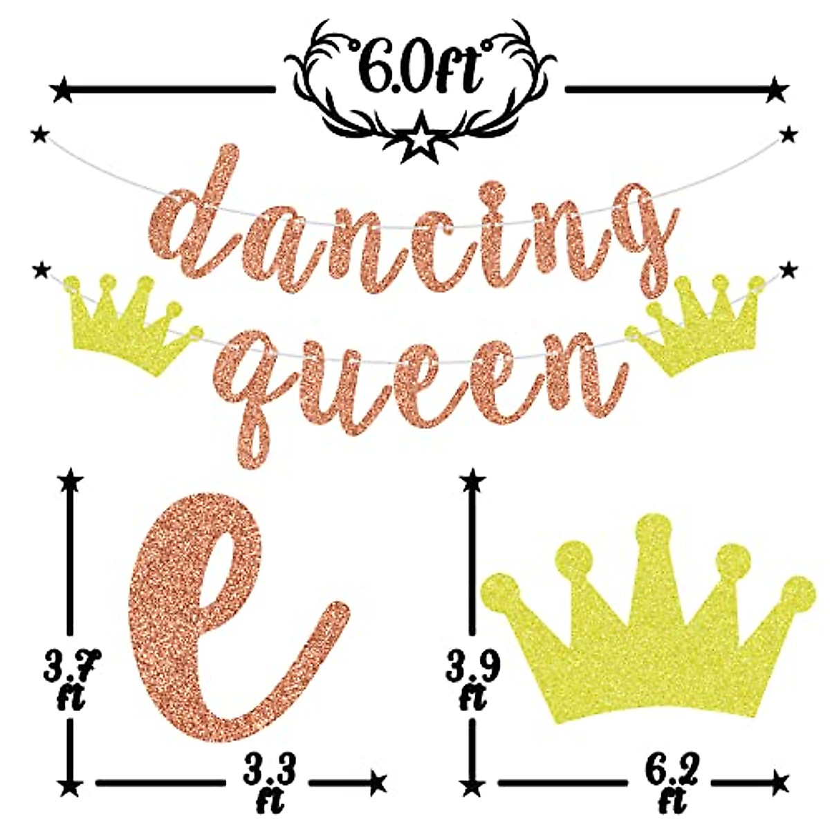 Rose Gold Glitter Dancing Queen Banner, Young and Sweet Only 17/Cheers to 17 Years, 17th Birthday Party Decorations for Girls