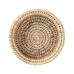 Caspari Rattan Wine Bottle Coaster in White Natural