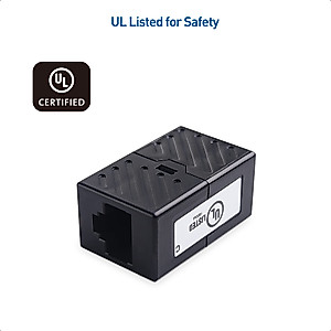 Cable Matters [UL Listed] 5-Pack 10Gbps Cat 6 Ethernet Coupler (RJ45 Coupler, Cat6 Coupler, Ethernet Extender Adapter) in Black, Compatible with Cat6A, Cat5e