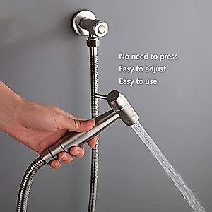 ZLOCYIVHE Handheld Bidet Sprayer for Toilet Brass Brushed Bathroom Cloth Diaper Sprayer Set with Single Cold Water, Wall Mounted Toilet Bidet Sprayer Kit for Feminine Hygiene