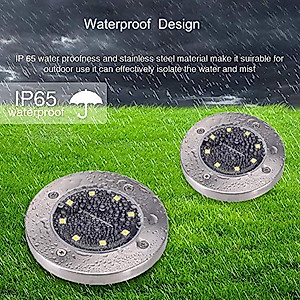 Solar Ground Lights - 8 LED Solar Garden Lights Outdoor，Disk Lights Waterproof In-Ground Outdoor Landscape Lighting for Lawn Patio Pathway Yard Deck Walkway Flood Light (1 Pack)