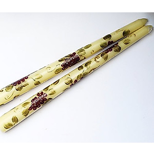 Hand Painted Decorative Taper Candle Set with Grape Clusters and Vines Tuscan Grapevine Decor