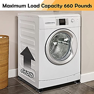 Extendable Furniture Appliances Rollers, Mover Tools with 24 Roller & Brake Equipment for Heavy Washing Dryer Machine Refrigerator for Mobile Wheels Strong Base Stand Hold Up to 660 lb Black