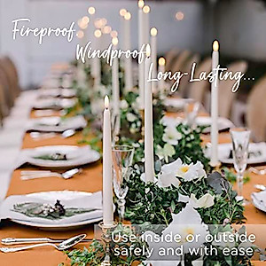 Enchanted Spaces Set of 10 Daily Timer Flameless LED Ivory 10" Taper Candles with Realistic Black Wick, Daily Timer Remote Control and 20 AA Batteries, Candle Holders NOT Included