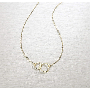 AGVANA 14K Real Gold Two Interlocking Infinity Eternity Circles Necklace for Women Mother Necklace Fine Jewelry Anniversary Birthday Gifts for Women Mom Wife Her