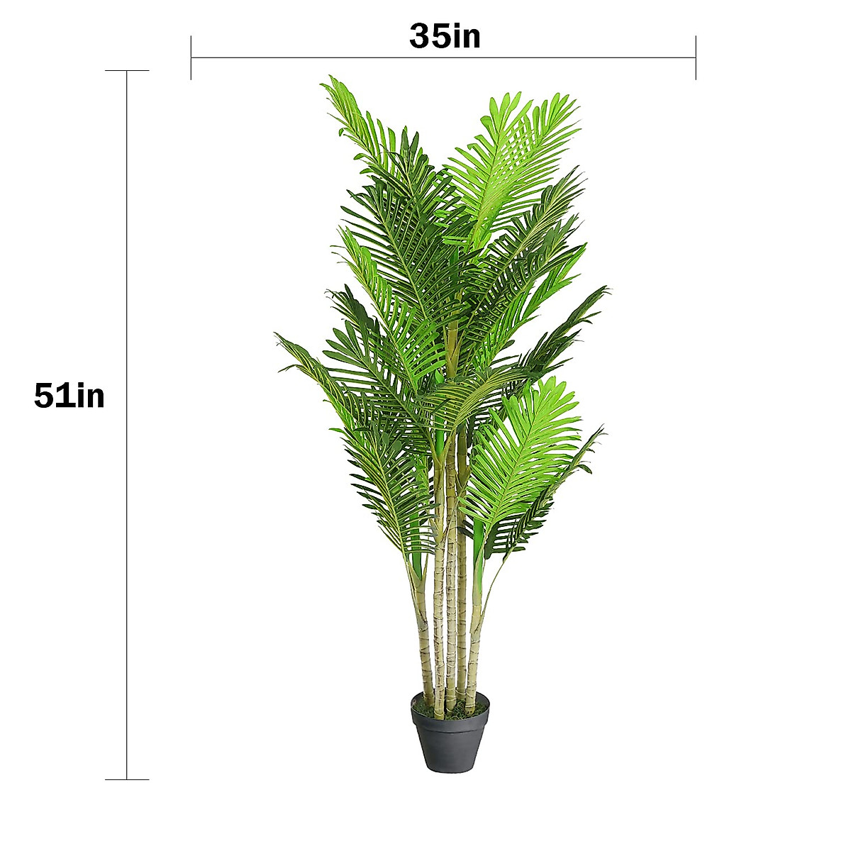 4.3 Feet Artificial Palm Plant Tree with 29 Trunks Faux Tree and Pot for Home Office Decoration…
