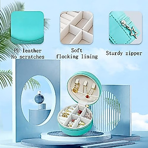 Denyskwin Mini Travel Jewelry Case, Small Jewellery Organizer Boxes, Portable Gifts Storage Cases for Rings, Pendants, Earrings, Necklaces, Bracelets Holder for Women Girls