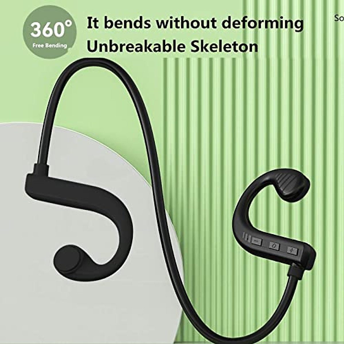 Bone Conduction Wireless Earbuds Bluetooth 5.2 Headphones, Open-Ear Sweatproof Ultralight Sports Earphones with Mic for Running, Cycling, Driving, Gym, 15Hr Playtime (Black)
