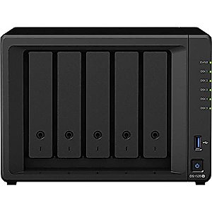 Synology DiskStation DS1520+ NAS Server with Celeron 2.0GHz CPU, 8GB Memory, 90TB HDD Storage, 1TB M.2 NVMe SSD, 4 x 1GbE LAN Ports, DSM Operating System