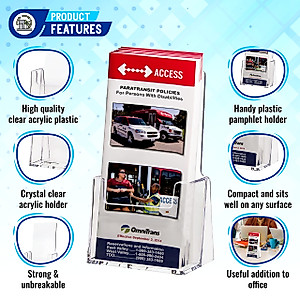 Clear-Ad - Acrylic Trifold Brochure Holder - Rack Card Display - Pamphlet Stand - LHF-S100 (Single Pack)
