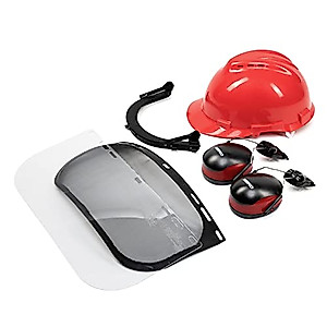 NEIKO 53889A Safety Face Shields, Forestry Helmet with Shield and Earmuffs, Chainsaw Helmet with Face Shield, Hard Hat Safety Gear Equipment, Protective Face Shield and Mesh Shield for Face Protection