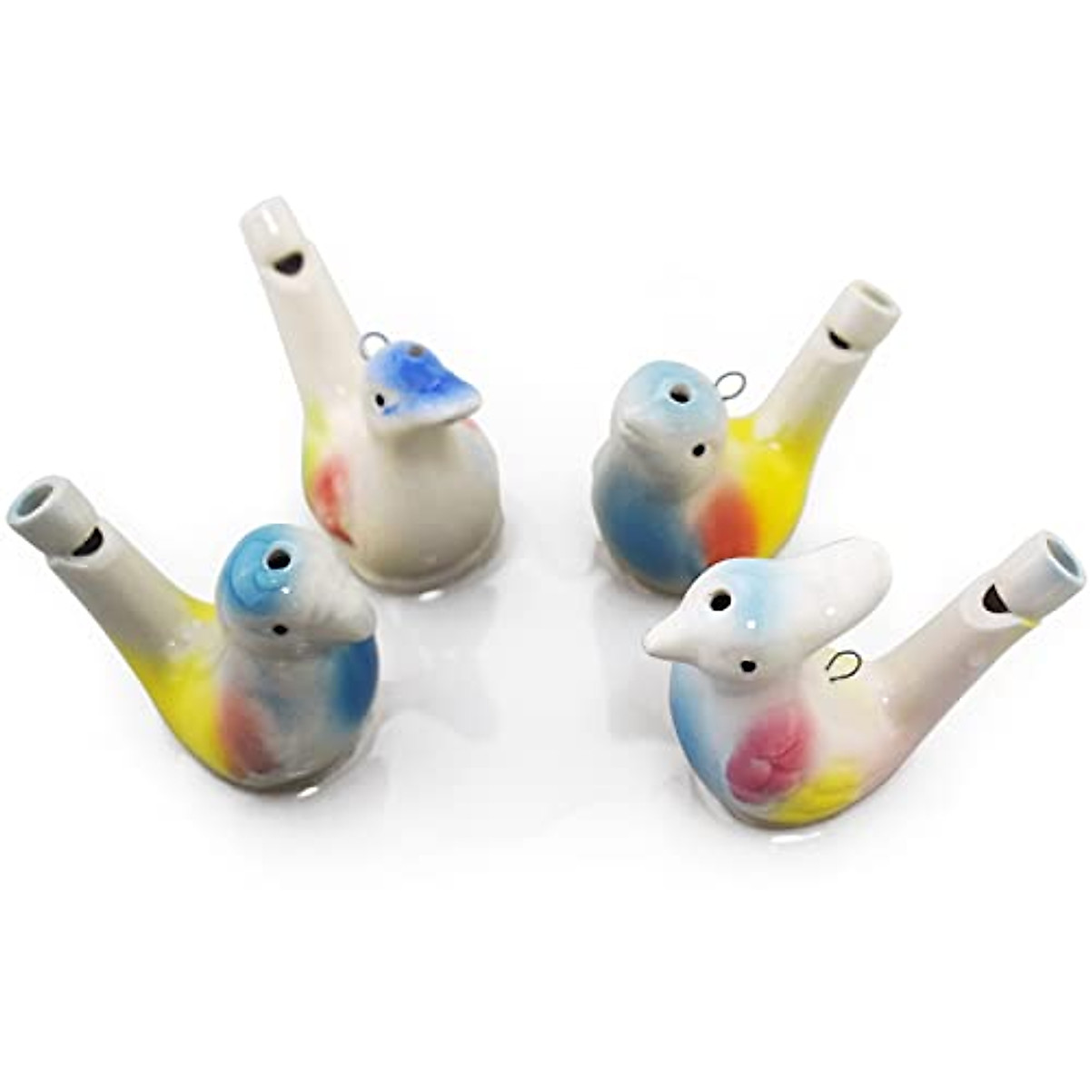 4PCS Ceramic Toys Ceramic Bird Whistle Ceramic Bird Water Whistle Birthday Party Gift Multicolor Ribbon Hanging Rope Can Make A Loud Sound