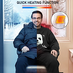 NOBLEMOOD Heating Massage Office Chair Ergonomic High Back Reclining Computer Chair Height Adjustable Swivel Executive Desk Chairs with Footrest and Lumbar Pillow (Black)