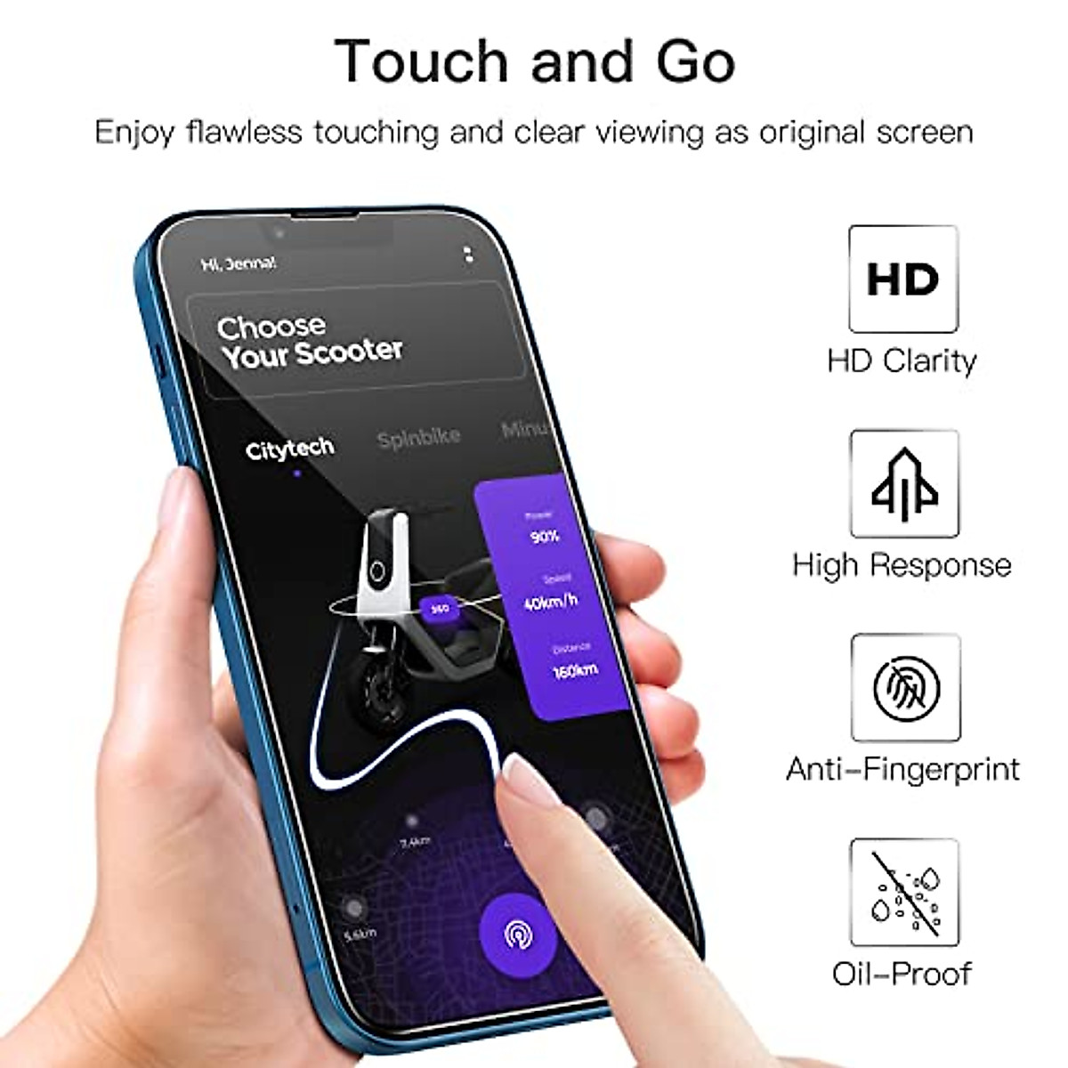 JETech Full Coverage Screen Protector for iPhone 13/13 Pro 6.1-Inch, 9H Tempered Glass Film Case-Friendly, HD Clear, 3-Pack