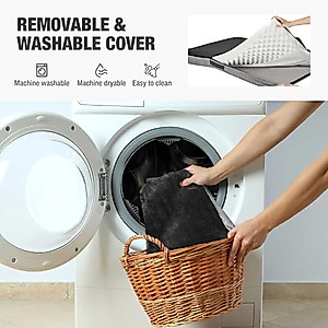 Veehoo Orthopedic Dog Bed for Medium Dogs - Medium Dog Bed with Washable Cover and Portable Handle, Dog Crate Bed Ped Bed Suitable for Dogs Up to 40lbs, Black