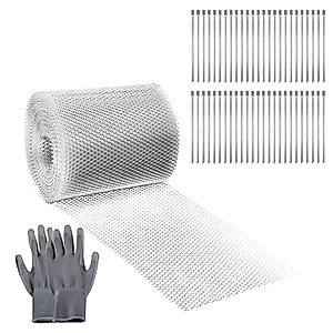 Evcitn Metal 6”x 40Ft Gutter Guard Mesh Roll,DIY Leaf Protection Cover Netting with 50 Fixed Cable Tie,Ideal for Preventing Leaves,Twigs and Debris from Clogging Gutters