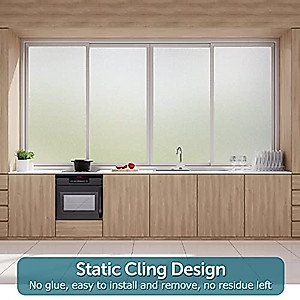 HIDBEA Frosted Window Privacy Film - Non Adhesive Static Cling glass Stickers Sun UV Blocking Heat Control Door Covering Decals for Home Office, 35.4 x 393.7 Inch
