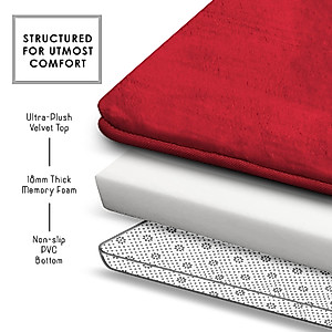 Clara Clark 2 Piece Bathroom Rugs Bath Mat Set, Velvet Memory Foam Bath Mats for Bathroom - Non-Slip, PVC Backing Bath Rugs, Washable Bathroom Rug Mats - Dries Quickly, Bathroom Rug Set - Burgundy