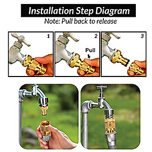DIRECT MFG Garden Hose Quick Connect - Solid Brass, No Leakage, No Rusting, No Breakage - Easy, Quick Disconnect Water Hose Fittings for Garden Hose Connector - 3/4 Inch GHT (2 Sets)