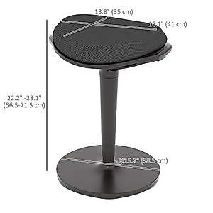 HOMCOM Standing Desk Chair, Ergonomic Backless Wobble Stool, Height Adjustable Tall Office Chair 22.2-28.1 Inches, Active Learning Stool for Office Desks, with Rocking Motion, Padded, Black