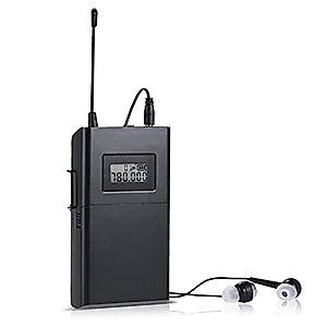PENCHEN WPM-200R UHF Wireless Audio System Receiver LCD Display 6 Selectable Channels 50m Transmission Distance with in-Ear Headphones