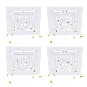 WKZO 4-Pack BP46 BP90 Bathroom Ceiling Fan Grille with Springs Replacement Parts for Square Ceiling or Wall-Mount Exhaust Fan Cover Fits Models 663, 670, 671, 675, 688, 689, Ventilation Fan