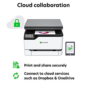 Lexmark MC3224dwe Color Multifunction Laser Printer with Print, Copy, Scan, and Wireless Capabilities, Two-Sided Printing with Full-Spectrum Security and Prints Up to 24 ppm (40N9040), White, Gray