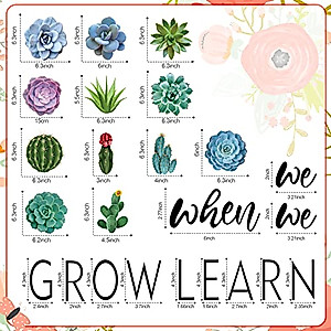 13 Pieces Succulents Cutouts Classroom Decor Succulents Paper Cuts Rustic Bloom Succulent Accents When We Learn We Grow Bulletin Board Set for Kids Classroom School Wall Decorations