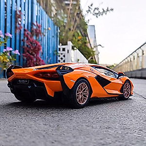 ZMZ Lamborghini Remote Control Car,1:14 Scale Lamborghini SIAN Toy Car Officially Licensed Fast Rc Cars with Open Door Led Light 2.4Ghz Model Car for Adults Boys Girls Birthday Ideas Gift(Orange)