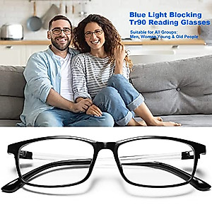 VVDQELLA Blue Light Blocking Reading Glasses Men Anti Glare Scratch Readers Women TR90 Lightweight Frame Computer Glasses (Black 1pc, 0.50)