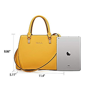 BOSTANTEN Women Leather Handbag Designer Top Handle Satchel Shoulder Bag Crossbody Purse Yellow and Women Leather Wallet RFID Blocking Small Bifold Zipper Pocket Wallet Card Case Purse with ID Window