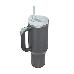AZYPHERA 40 oz Tumbler with Handle and Straw Lid | Stainless Steel Insulated Stanley Cup | BPA Free Dishwasher Safe | Reusable Travel Friendly (Charcoal)