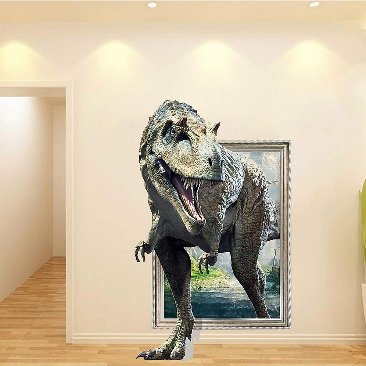3D Tyranosaurus Wall Stickers,Peel and Stick Break Through The Wall Vinyl Dinosaur Wall Decals Murals Art Decals for Kids Nursery Bedroom Living Room (Color 5)