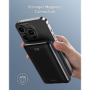 Baseus Magnetic Power Bank, 10,000mAh Foldable Kickstand Wireless Portable Charger, for Magsafe Battery Pack 20W USB-C for iPhone 14/14 Plus/14 Pro/14 Pro Max and iPhone 13/12 Series