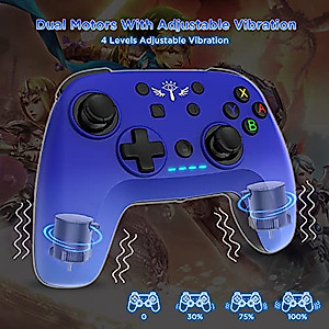 Wireless Pro Controller for Nintendo Switch/Switch OLED/Switch Lite, Switch Controller, Wireless Gamepad for the Zelda ,Turbo & Auto Function, Back Mapping ,Rechargeable 650mAh Battery, Long Playing Time (Blue)