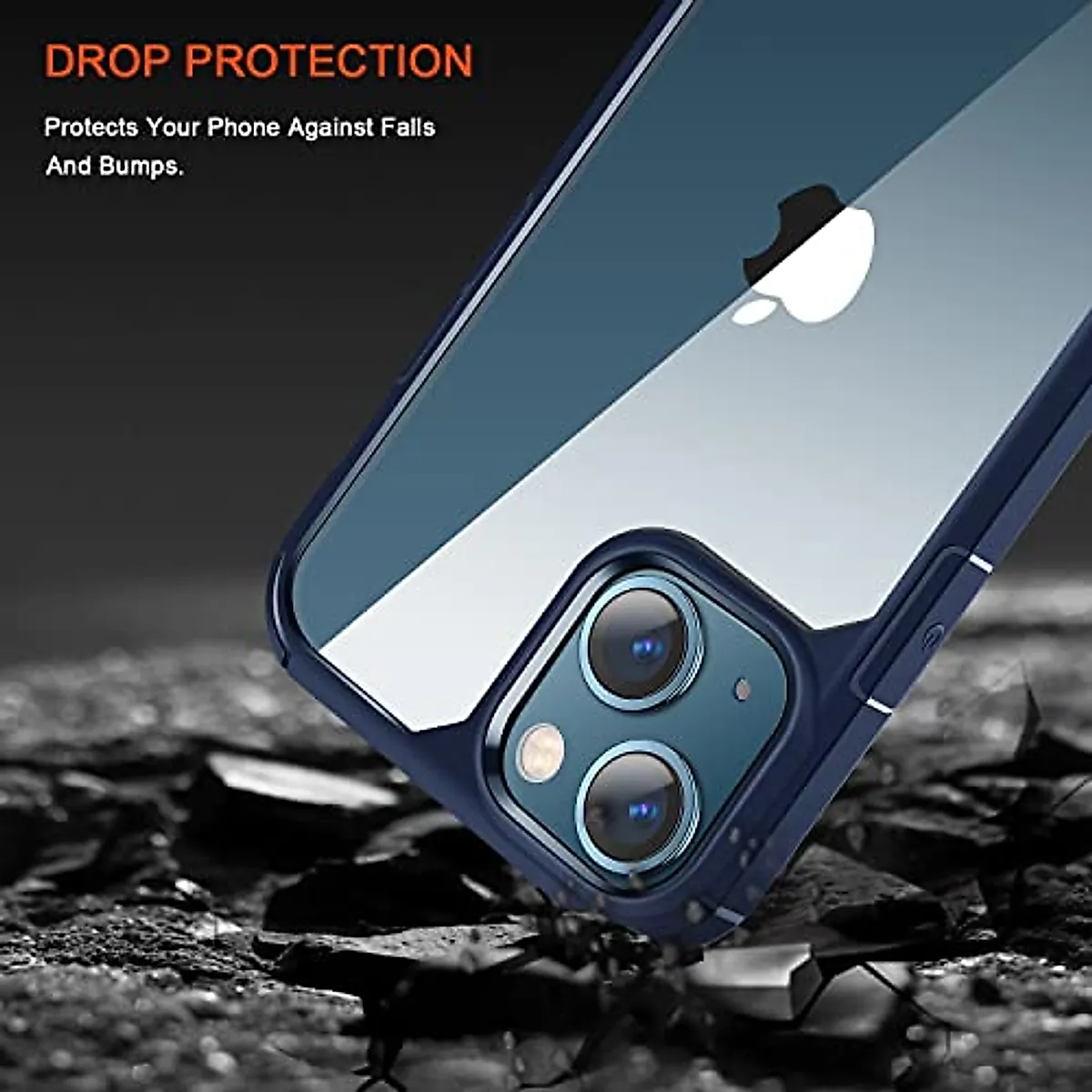TENDLIN Compatible with iPhone 13 Mini Case Crystal Clear Hard Back Soft Bumper Protective Case (Blue)