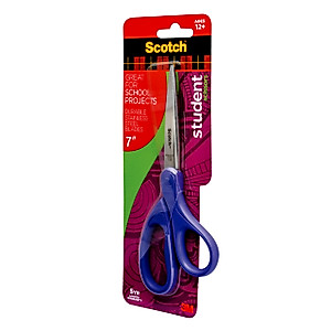 Scotch 7-Inch Student Scissors, Blue, Green, and Purple, Colors Vary, 6-Pack